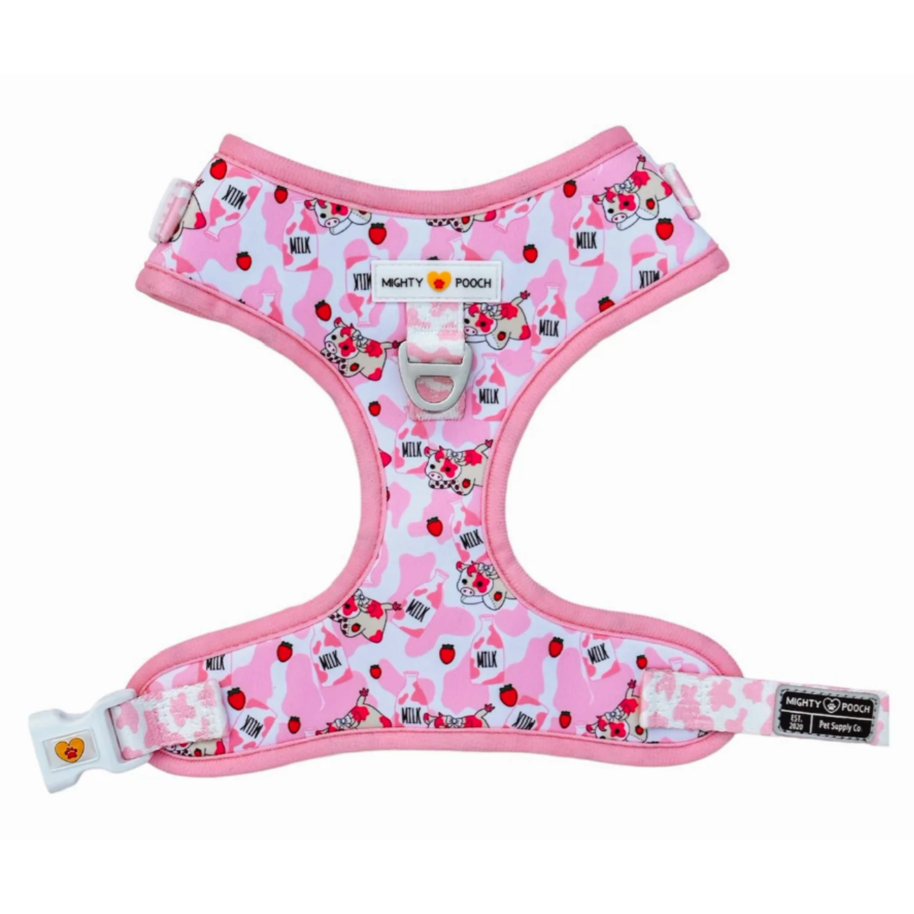 No-Pull Adjustable Harness - Strawberry Cow🍓 – Mighty Pooch, LLC